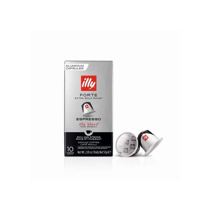 Boîte de 10 Capsules café Illy Torrefaction Forte 8909 Argent et Noir ...