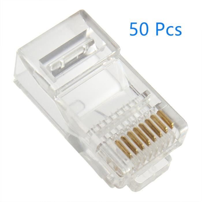 Couleur 50PCS Connecteurs de câbles Ethernet RJ45, 50 pièces, Module de ...