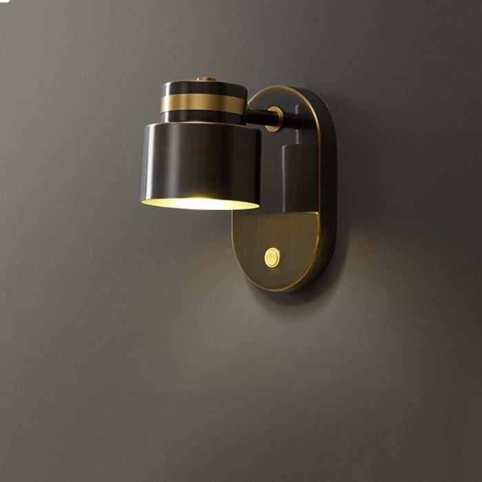 7W Led Applique Murale Intérieur Avec Interrupteur Noir Applique Lampe ...