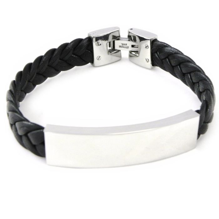 Gourmette Homme "Peaceful" Acier Cuir - Achat / Vente bracelet ...