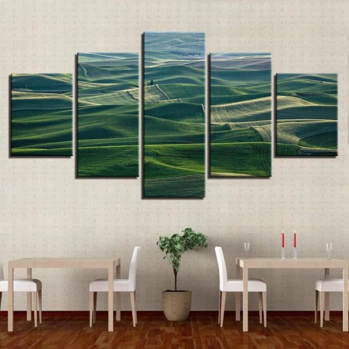 Tableau - HD Impressions Mur Toile Art Prairies De La Vallée - 5 Pièces ...