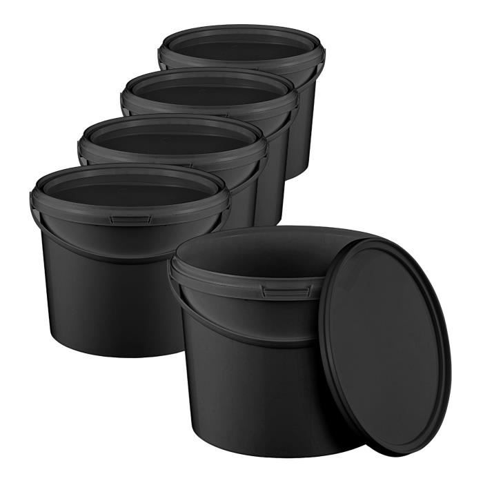Seau avec Couvercle Plastique Alimentaire - BenBow - 5x 10L - Noir ...