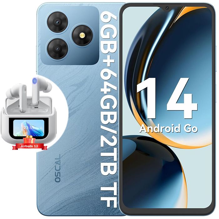 OSCAL Flat 2C Smartphone 4G Android 14, 6Go+64Go/TF 2To 6.56" 5000mAh ...