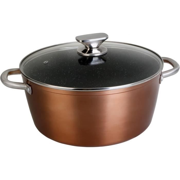 Professional Casserole Profonde 20Cm Induction, Couvercle En Verre, Antiadhésive Écologique Sans ...