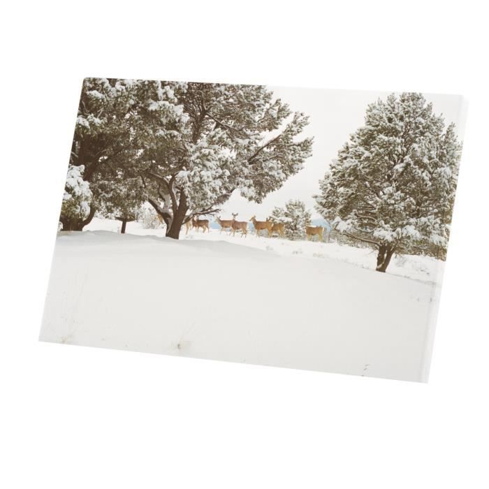Tableau Décoratif Rennes dans la Neige Paysage d'Hiver Montagne (90 cm ...