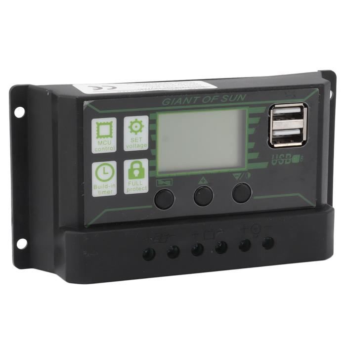 Contrôleur de charge solaire - HURRISE - 200A - Affichage LCD - Double port - Protection ...