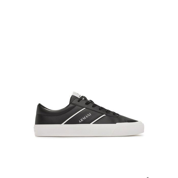 Sneakers basses cuir PU Armani Exchange Homme Noir Lacets Plat