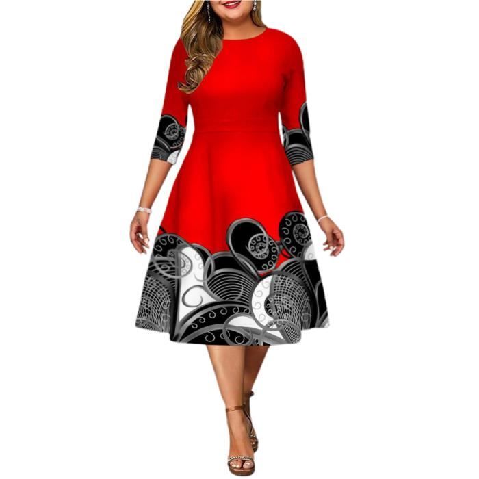 ROBE Dress Office Lady Robe ethnique Imprimer Plus Taille Automne Hiver ...