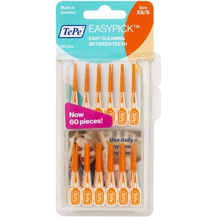 TePe Easypick Pack de 60 cure-dents en silicone Orange Taille XS-S20 ...