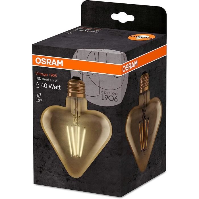 Vintage Edition 1906 Ampoule Led À Filament - Culot E27 - Forme Spéciale Heart Or Ambrée - Blanc ...