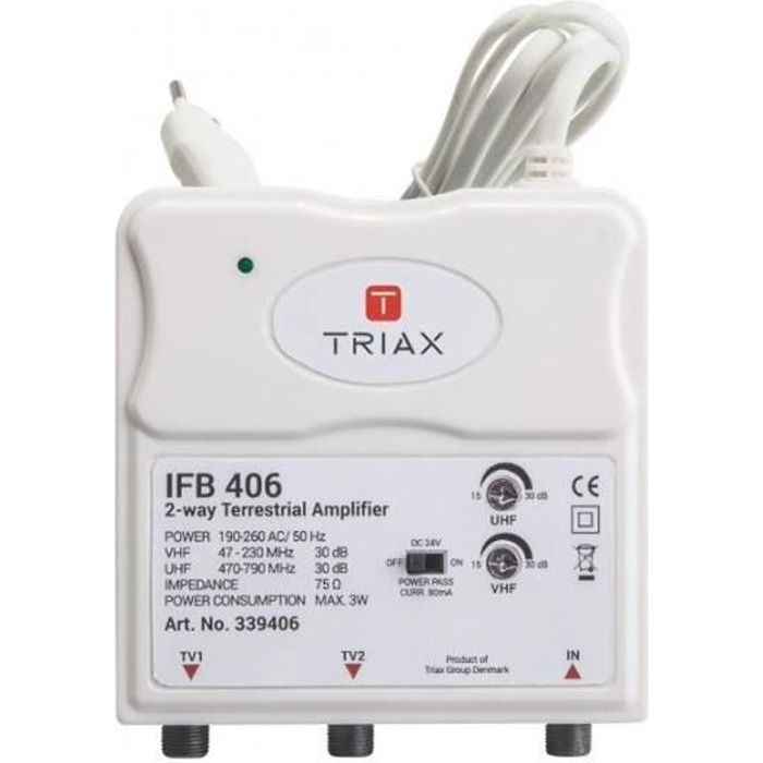 TRIAX IFB 407 Amplificateur d'appartement 2 sorties tv antenne rateau ...