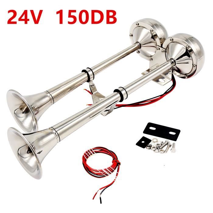 YIYIDA Acier Inoxydable double haut parleur Klaxon de voiture electrique corne en 150DB car horn klaxon corne de navire klaxon Cdiscount Auto