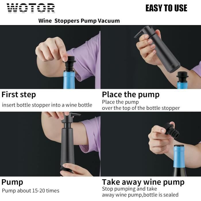 WOTOR Bouchon sous vide avec 8 pour pompe à vin, bouchon à vin ...