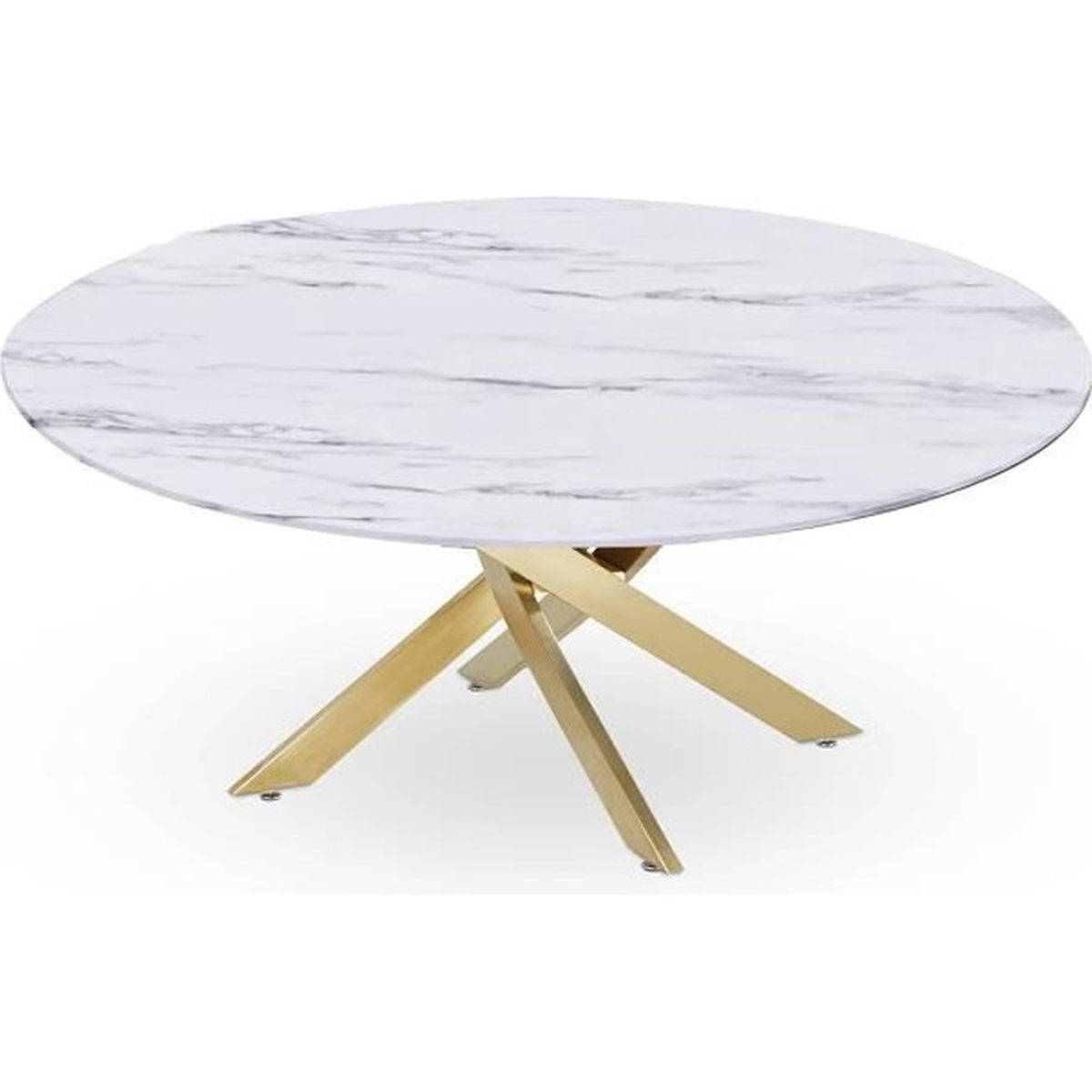 Table basse ronde design verre marbré et pieds dorés MELISSA ...
