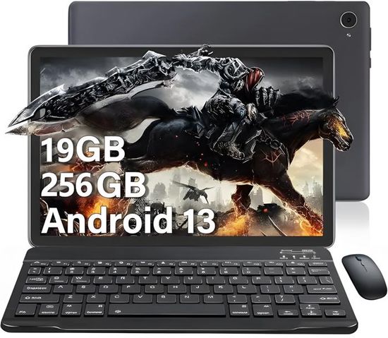 Tablette Tactile 10 Pouces - Android 13 - 19 Go RAM - 256 Go ROM - WiFi 5G - Clavier et Souris ...