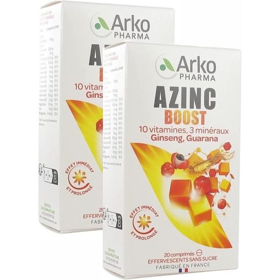 Azinc Boost 10 Vitamines 3 Minéraux lot de 2x20 Comprimés Effervescents ...