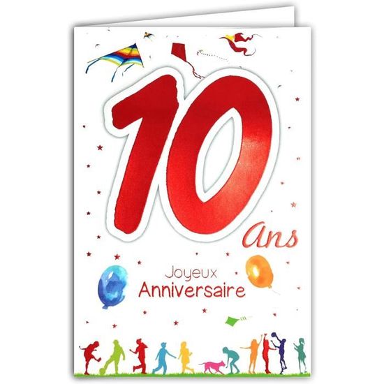 69-2110 Carte Joyeux Anniversaire 10 Ans Enfant Garçon Fille - Gteau 10 ...