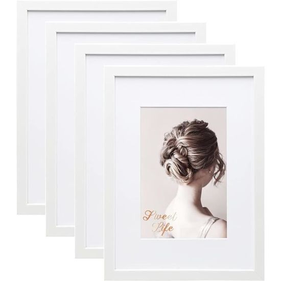 Cadres Photo 21X30Cm (A4) Blanc Lot De 4, En Bois Composite Robuste ...