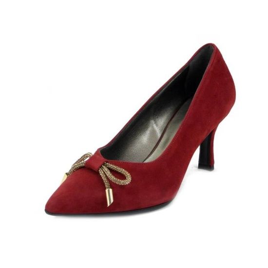 Escarpin Femme - VERNISSAGE - Daim Rouge - Talon Aiguille 8cm - Ornées ...