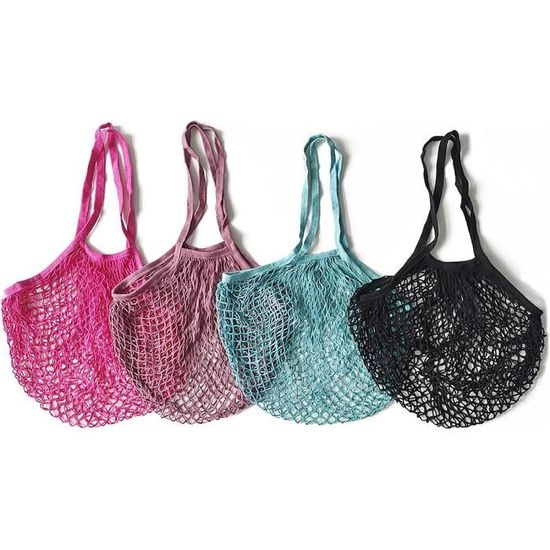 Sac de Courses en Coton Filet - SSS - 4 Pièces - Shopping Provisions d ...