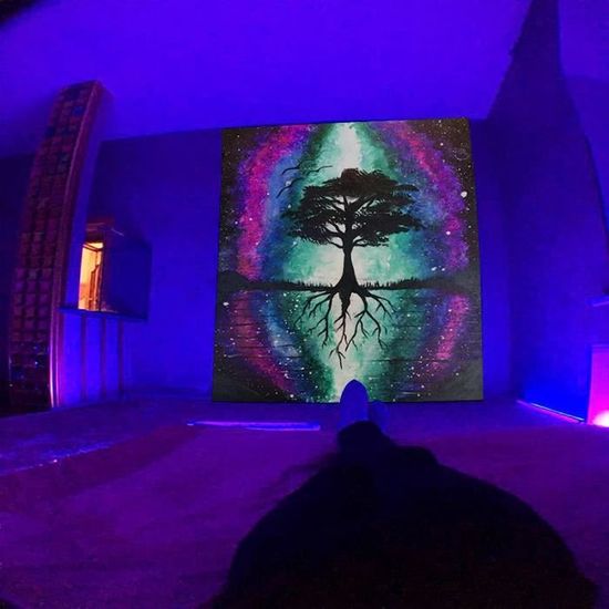 Tapisserie Murales Crâne Fluorescent Tenture Murale Champignon Lumineux ...