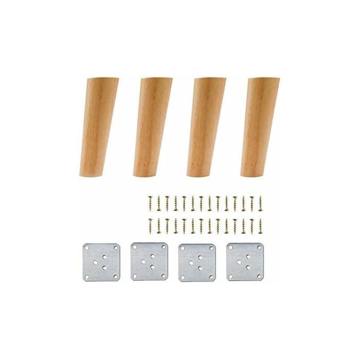 Lot de 4 Pieds de Meuble en Bois, 15 cm Pieds de Canapé de Rechange ...