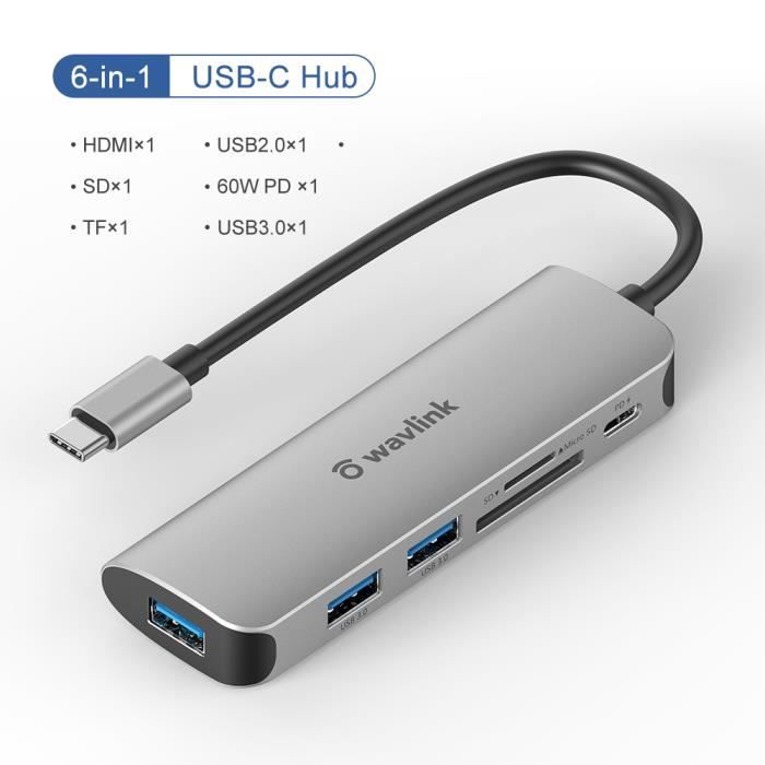 Concentrateur USB C 6 en 1 - Adaptateur 10-en-1 Usb Hub C Vers Usb 3.0, Dock Pour Windows Mac ...