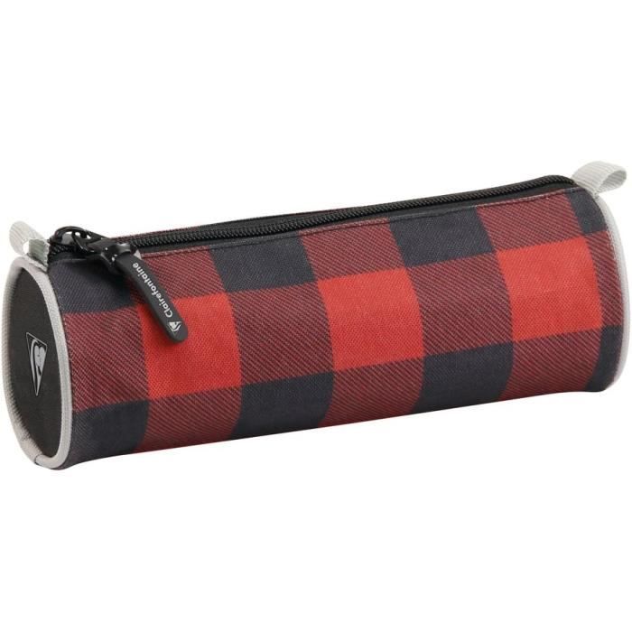 Une Trousse Ronde Damier Diamètre 7 Cm X 22 Cm En Polyester Rouge Et ...