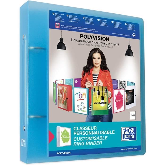 Oxford Classeur Polyvision 17X22 Dos 40Mm 2 Anneaux Ronds Couverture ...