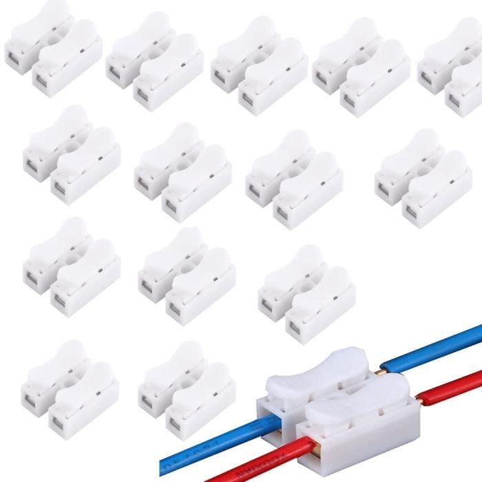 Wire Connector, 100pcs 2P CH2 Domino Electricite, Connecteur de fil de câble, Fast Wire ...