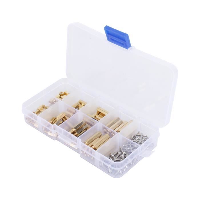 Fdit jeu d'espacement M3 120Pcs Mâle Femelle M3 En Laiton Entretoise Entretoise Carte PCB Vis ...