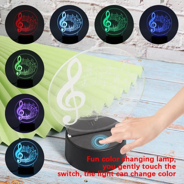 Lumière LED 3D Musical Note 3D notes de musique LED lumière USB ...