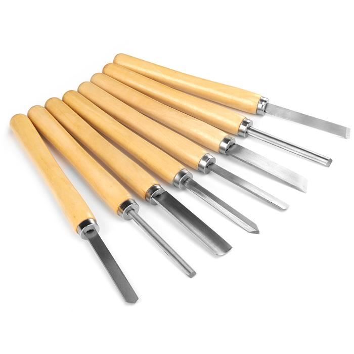 Outils de menuiserie Tour Outils de tournage 8pcs Tour de bois Ciseau Set pour le tournage du ...