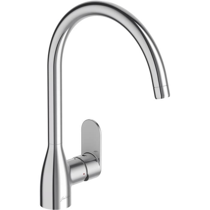 Mitigeur de cuisine - Chrome - Col de cygne avec bec pivotant 360 ...