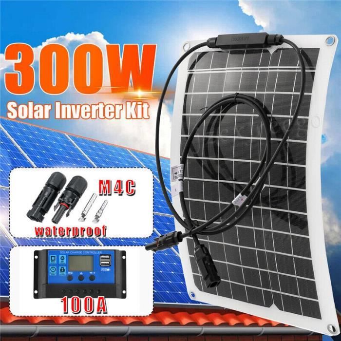 Kit Panneau Solaire 300 Watt 100A 18V Chargeur de Batterie avec Contrôleur Caravane Bateau ...