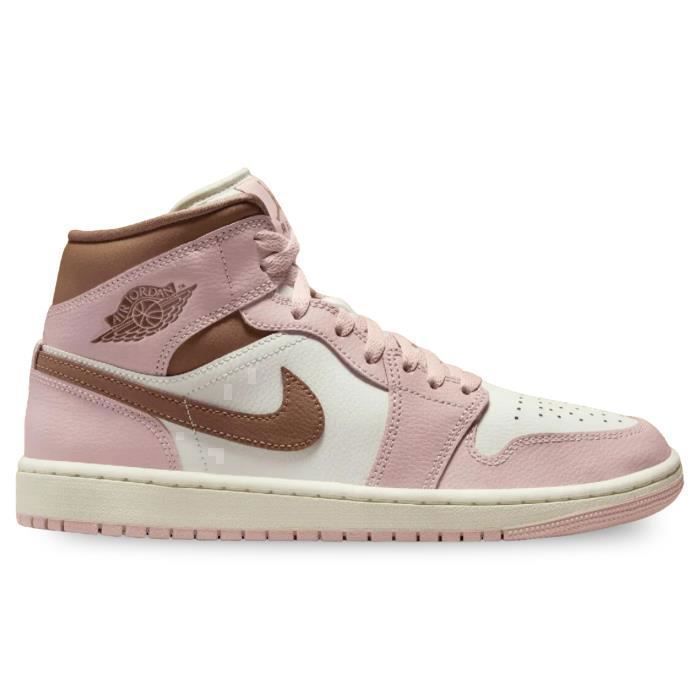 Chaussures - Nike - Air Jordan 1 Mid - Femme - Rose - Cuir Rose ...