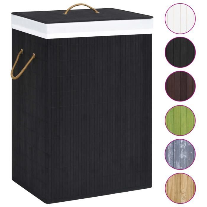 Panier à linge - PWSHYMI - D21009 - Bambou Noir - 40x30x60 cm - Pliable ...