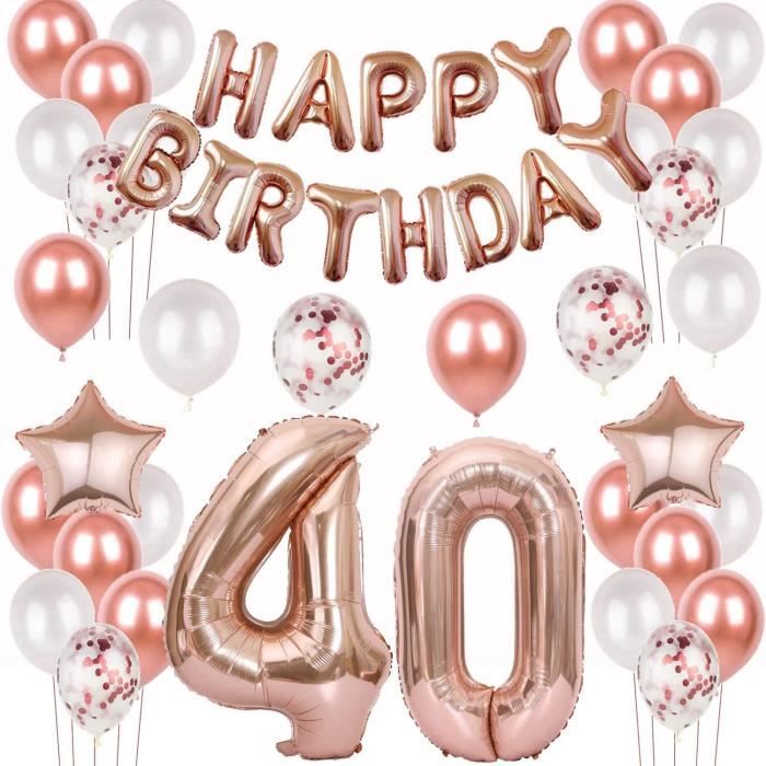Ballons Pour 40E Anniversaire Femme Or Rose 40 Ans Décoration D ...