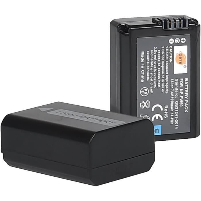 2x NP-FW50 de remplacement Li-ion Batterie pour Sony Alpha NEX-3, NEX ...