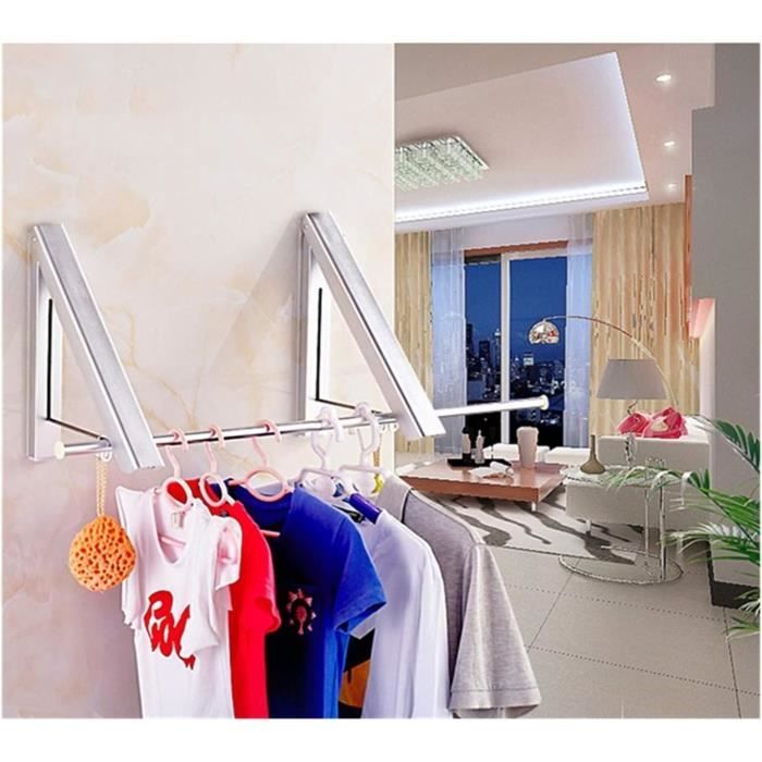 Sèche-Linge En Aluminium Fixé Au Mur Solide Double Cintre De Séchage ...