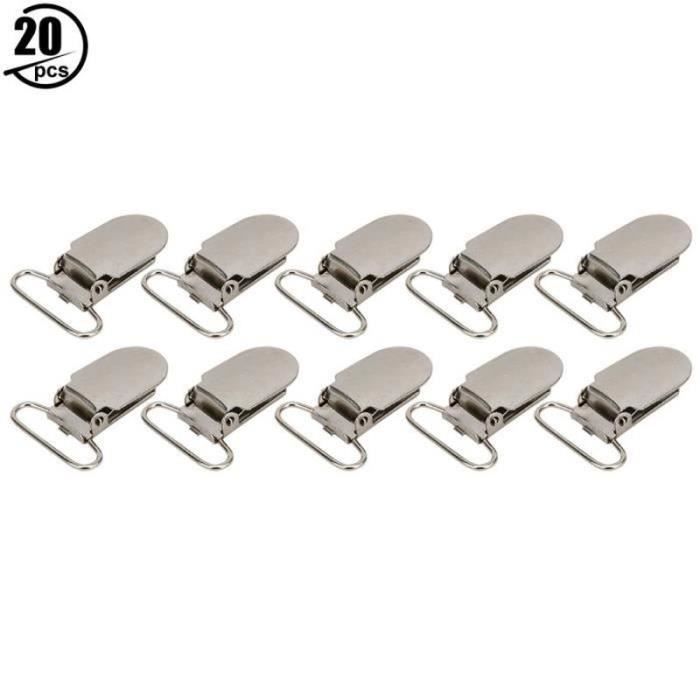 Zerone Attache tétine 20 pièces en métal sucette bretelles pinces ...