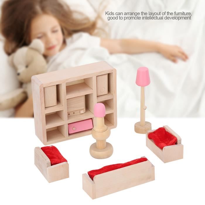 Ensemble de meubles en bois de simulation réaliste pour accessoire de maison de poupée 1:12 ...