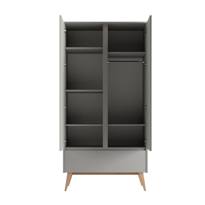 Armoire 2 portes 1 tiroir Pinio - Swing - 100 x 52 x 200cm - Gris et ...