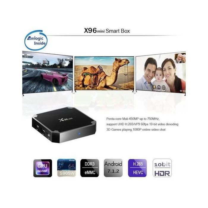 X96 mini Smart TV Box 2+16 Go Lecteur Multimédia Android 7.1.2 Quad ...