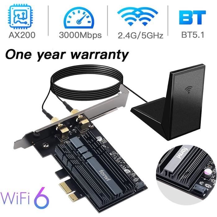 Carte PCIe WiFi 6 AX200 PCIe Wi-Fi 6 802.11ax Carte PC Internet réseau ...