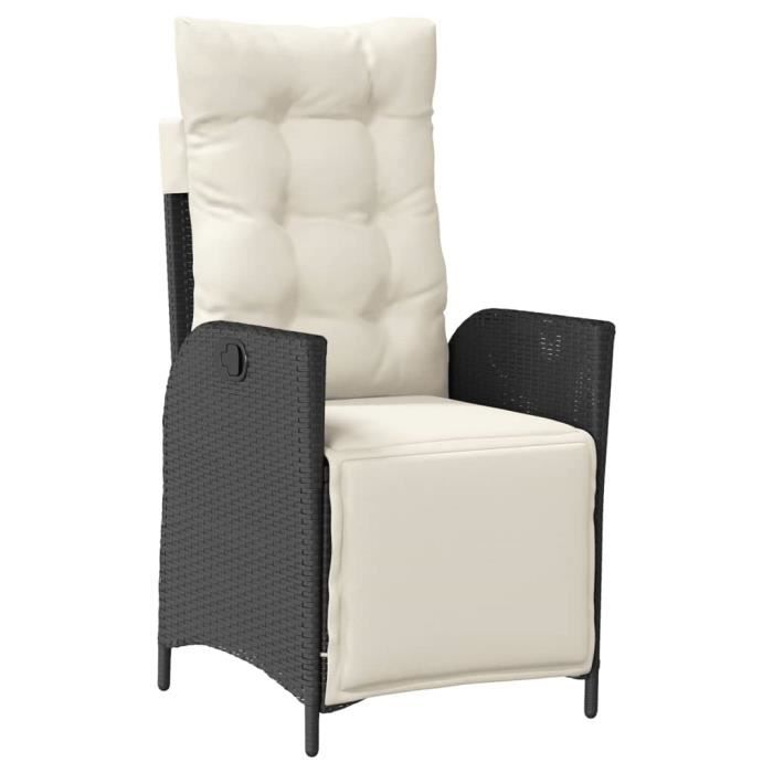 KIT Chaise inclinable de jardin et repose-pied noir résine tressée ...