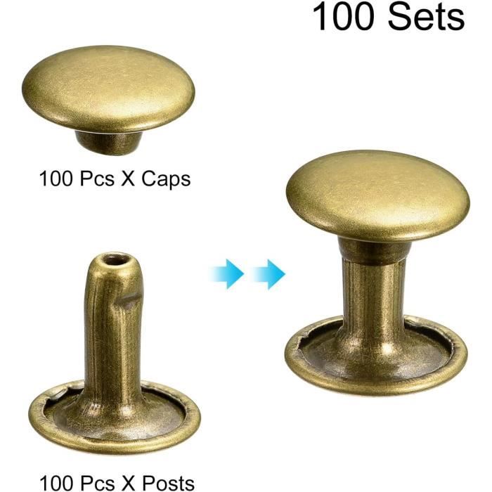 Lot De 100 Rivets En Métal Pour Cuir, 12 X 12 Mm, Rivets En Métal Pour ...
