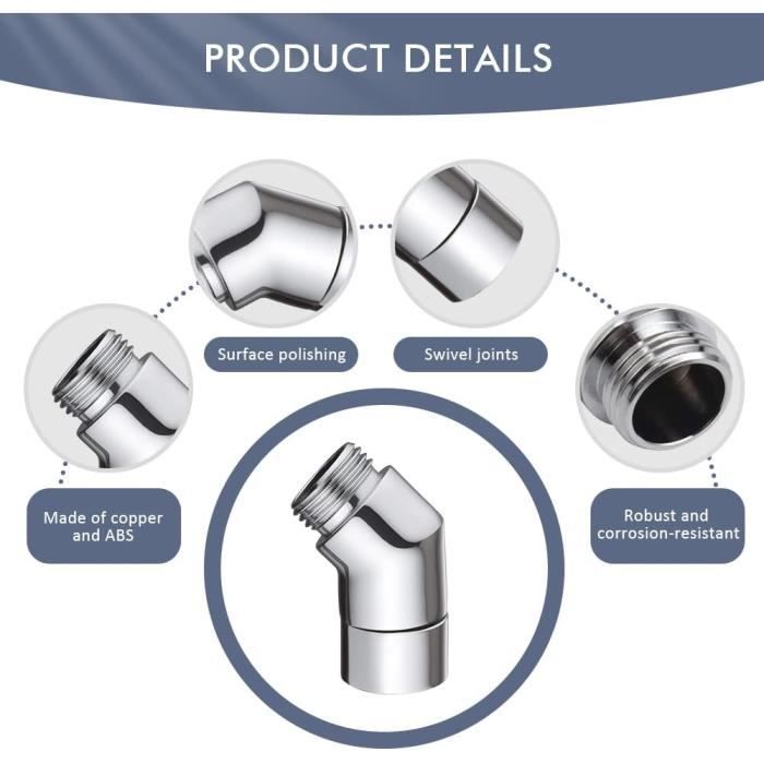 Adaptateur de Douchette à Main 135 Degrés 1-2" Coude Inclinaison Adaptateur De Pommeau De Douche ...