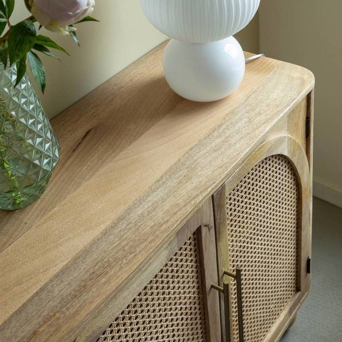 Buffet en bois de manguier et cannage Thora - Cdiscount Maison
