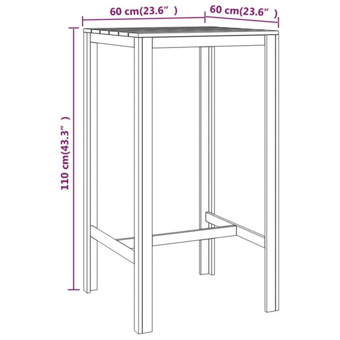 VidaXL Table de bar 60 x 60 x 110 cm Bois de pin imprégné - Cdiscount ...